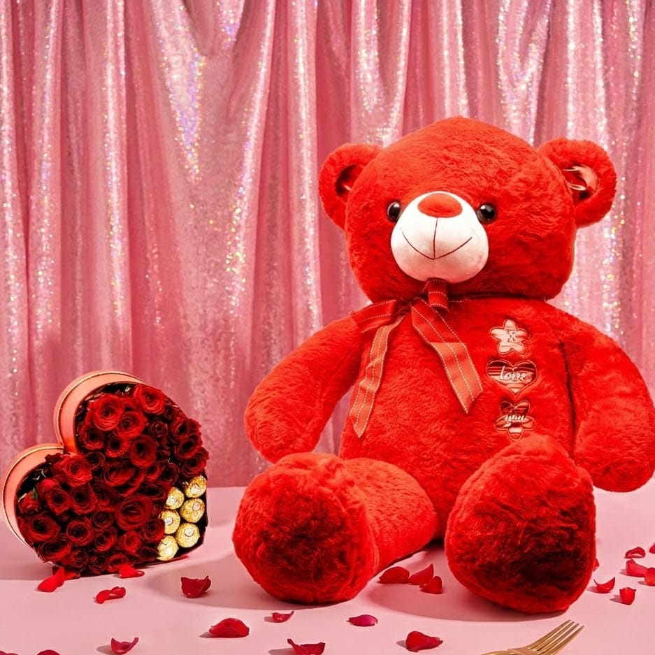 Big Red Promise Valentine’s Roses & Teddy Gift | Blooms & Gifts